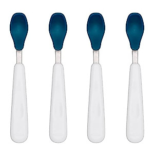 OXO Tot Feeding Spoon Set with Soft Silicone, Navy, 2 Count (Pack of 2)