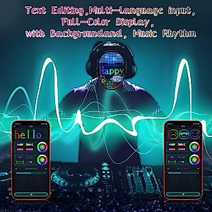 brookhaus Led Mask, Bluetooth App Controlled Halloween Masks, Luminous Mask for Adults, Light up Costumes Masks