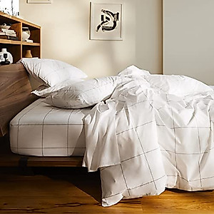 Brooklinen Luxury Sateen 4 Piece King Size Sheets Set in Window Pane - 100% Cotton Sateen Sheets - 1 Fitted Sheet, 1 Flat Sheet, 2 Pillowcases - Best Luxury Sheets