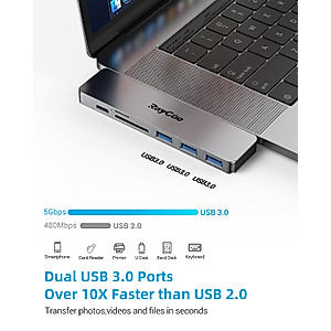 USB C Adapters for MacBook Pro, MacBook Air M1 USB Accessories with 4K HDMI, Thunderbolt 3 Charging Port, 3 USB 3.0, SD/TF Card Reader, MacBook Pro USB Adapter for MacBook Pro/MacBook Air 2020-2016