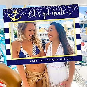 LaVenty Nautical Bachelorette Party Decorations Boat Last Sail Before The Veil Party Supplies Nautical Bridal Shower Party Supplies Get Nauti Party Photo Booth Props Frame Bridal Shower Photo Frame