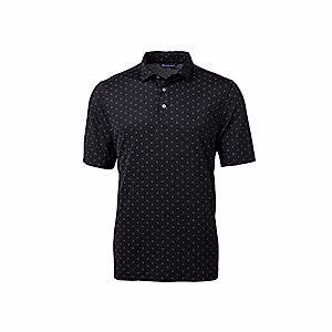 Cutter & Buck mens Short Sleeve Virtue Eco Pique Tile Print Polo Shirt, Black, Large US
