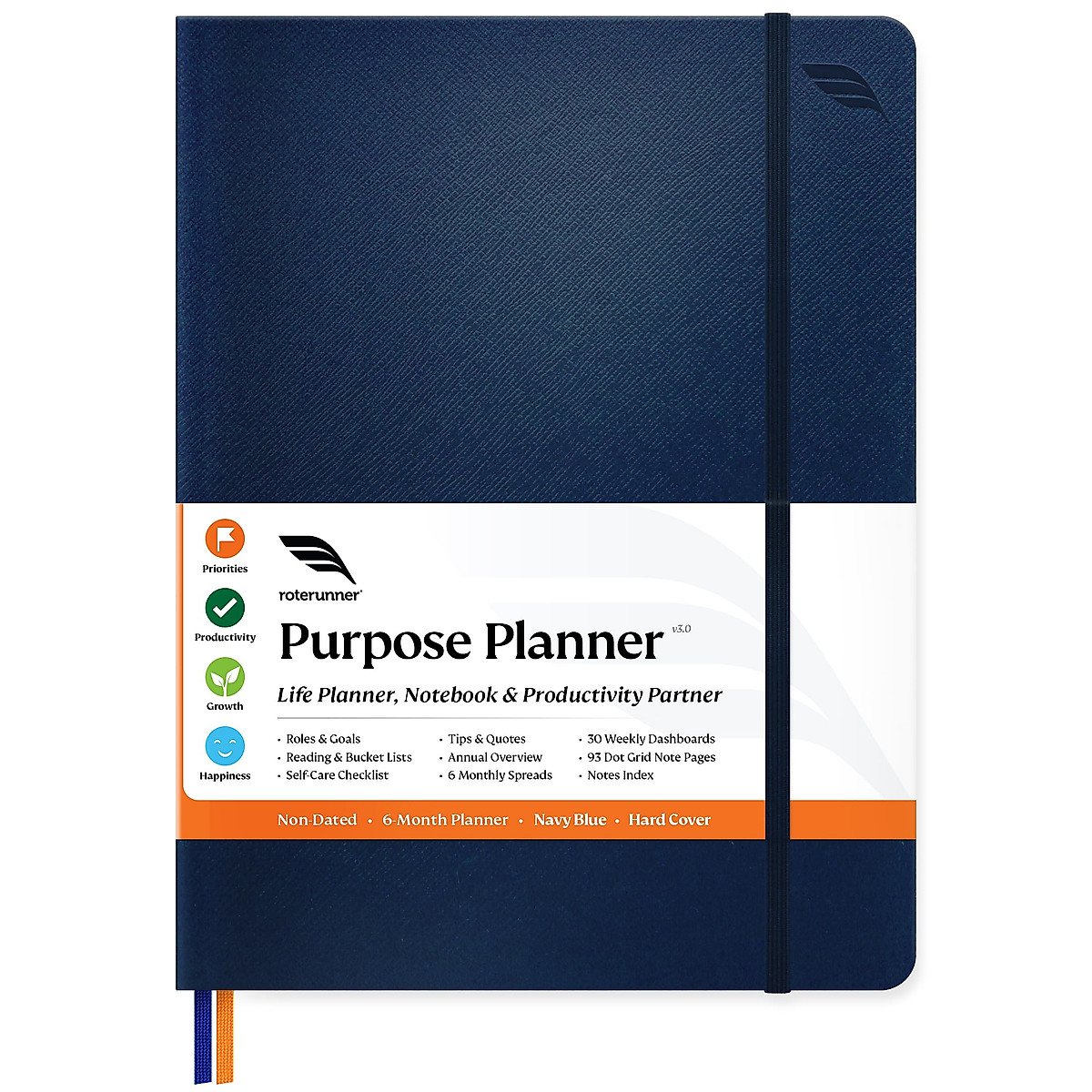 Purpose Planner Notebook B5 Undated 2024-2025 Daily Weekly and Monthly Productivity Journal Goal Setting Tool for Work, Moms, ADHD Planner for Adults Life Organizer (7.5”x9.8” Navy Hardcover)