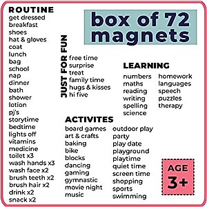 Magnetic Chore Chart and Visual Schedule for Kids - Create Your Own Daily Routine Chart for Kids | Autism and ADHD Friendly (72 Magnets)