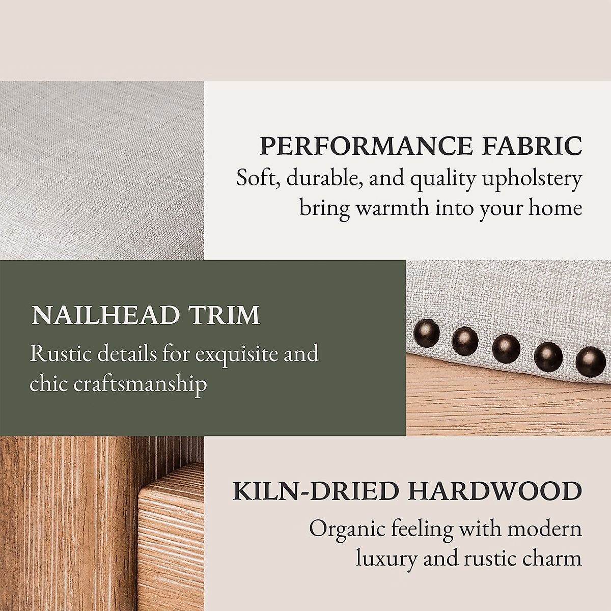 Maven Lane Adrien 31 Inch Bar Height Upholstered Backless Saddle Barstool in Weathered Oak Finish with Sand Color Fabric Cushion Seat, Set of 4