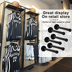 6 Pcs 12 Inch Industrial Pipe Clothes Bar, Pipe Clothing Rack for Hanging Clothes, Wall Mounted Clothes Rack, Wall Clothes Rods, Face Out Pipe Racks for Retail Boutique Display