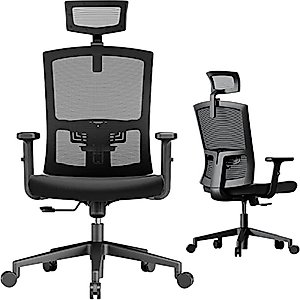 NOBLEWELL Office Chair Ergonomic Office Chair with Large Seat, Lumbar Support Computer Chair, Desk Chair with Adjustable Headrest, Armrest
