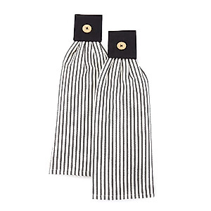 Hanging Kitchen Towels - Black Ticking Stripe - Sets of 2