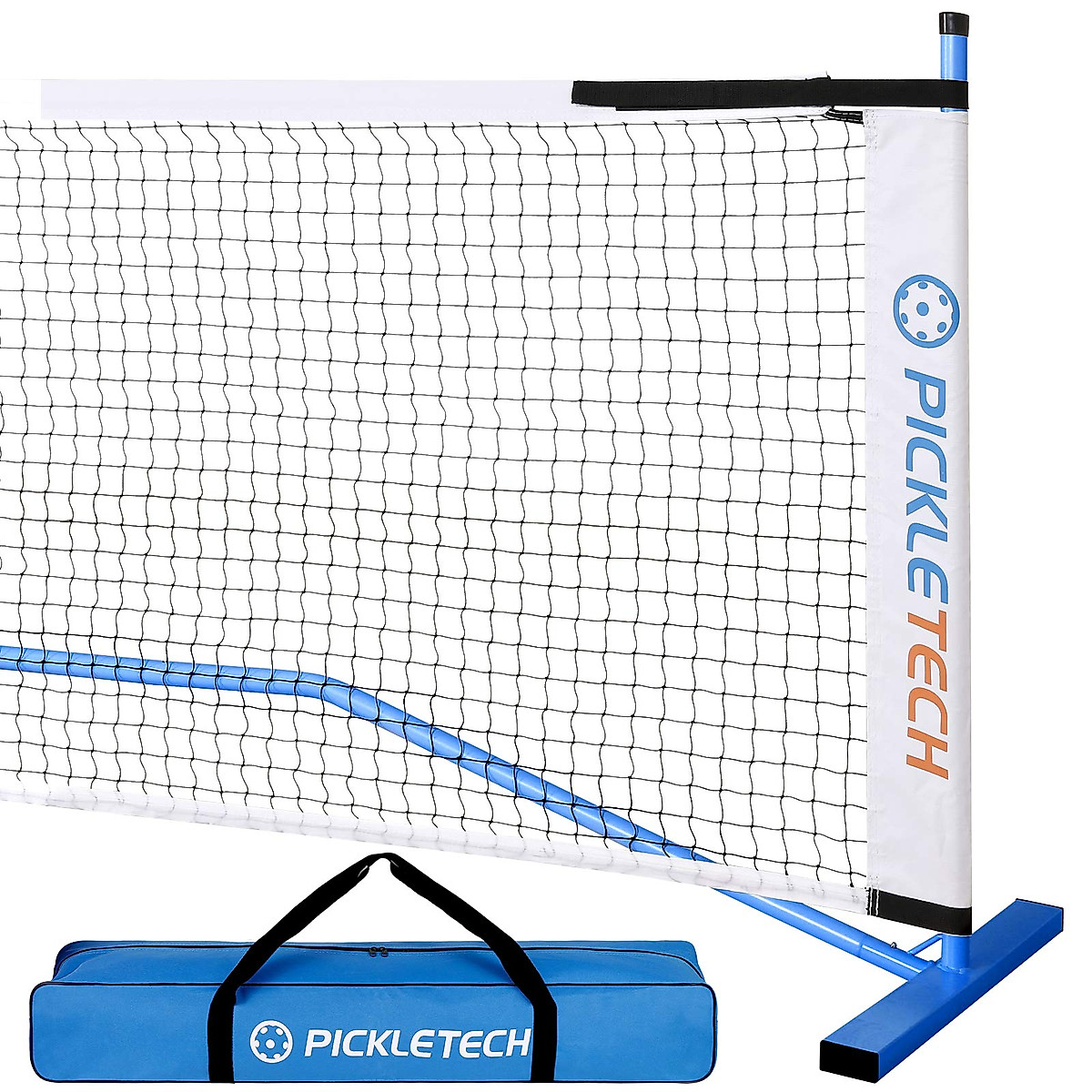 PICKLETECH Portable Pickleball Net Outdoor 22FT Regulation Size Set 3.0 Reinforced Version (Blue)