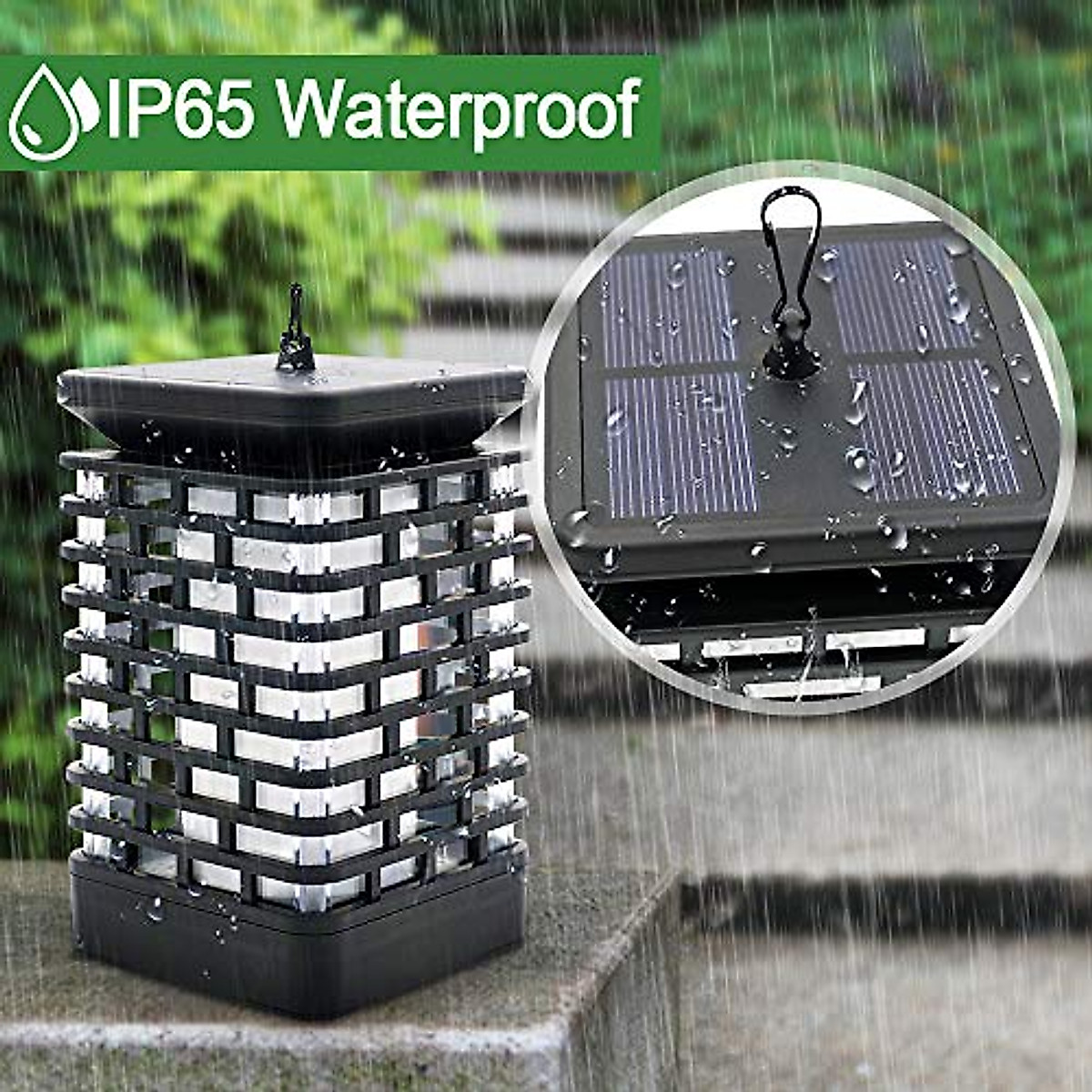 arzerlize Solar Lanterns Outdoor Hanging, Garden Decorations, led Solar Lights Dancing Flame Patio Decor Pathway Landscape Waterproof auto on/Off Yellow 4/P