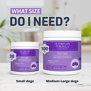 Veterinary Formula Smart Vitality Pet Calm Supplement for Dogs - Soft Chews, 30ct - Promotes a Sense of Relaxation During Moments That May Cause Stress - Fireworks, Travel, Changes in Routine