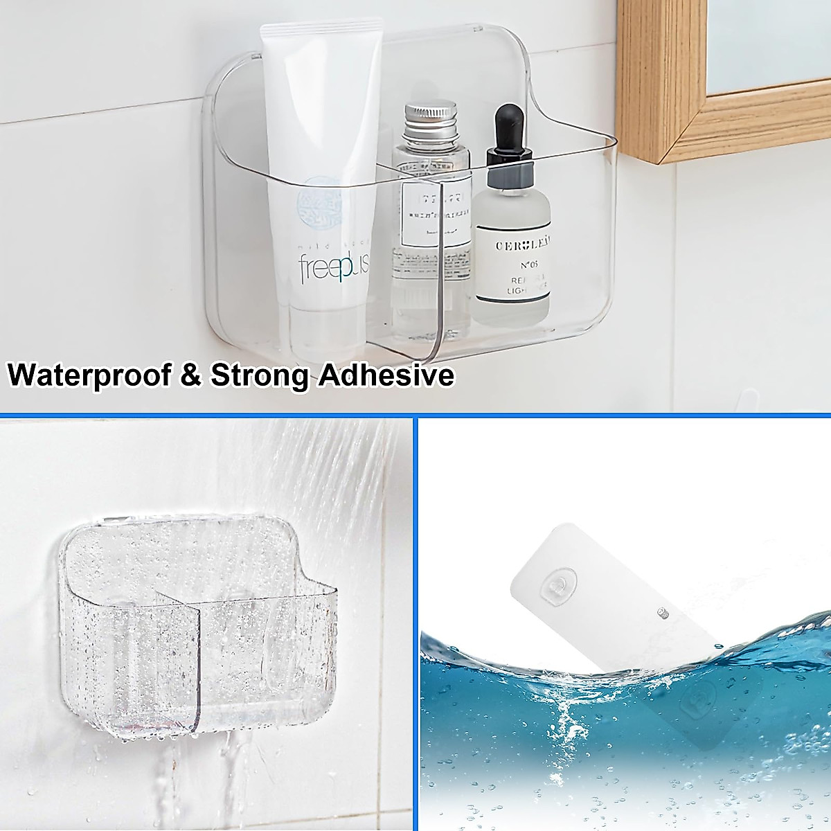 Diesisa 2 Pack Shower Caddy Adhesive for Replacement, Strong Adhesive for Shower Caddy, No Drilling Hang Walls Adhesive Bathroom Shelves (For Small and Dual basket Shelf 6.5 * 2.8 inch