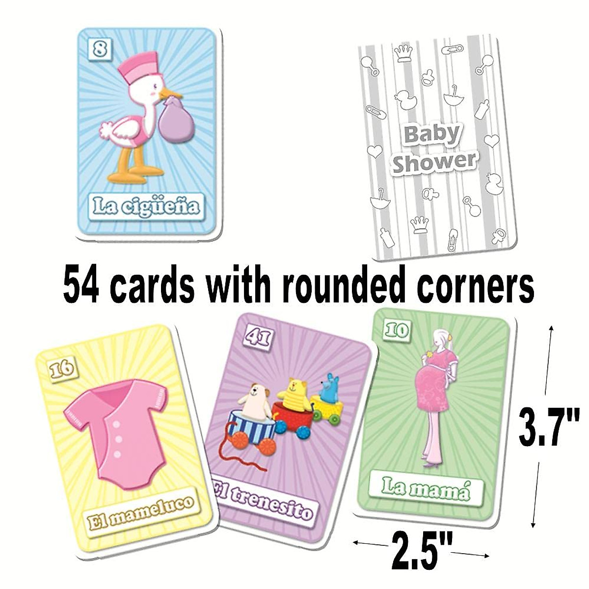 More Fiesta Baby Shower Bingo Game in Spanish, for 10 Players