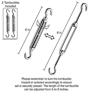 Asani Rectangle Sun Shade Sail Mounting Kit | Patio Cover, Outdoor Sunshade Canopy | Weather Resistant Metal Hardware | Covering for Deck, Garden, Porch, Backyard (Mounting Hardware)