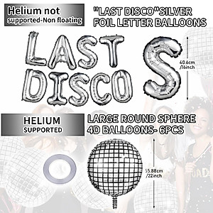 DSLSQD 15 Pieces Last Disco Balloons, Silver Last Disco Balloons 16 Inch Disco Letters and 22 Inch Disco Ball Balloons Last Disco Bachelorette Party Decorations Bridal Shower Party Supplies