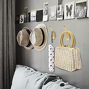Decorative Wall Mounted Hooks Gold Wall Hooks Unique Modern Coat Hook Heavy Duty Towel Hook Hardware Robe Hooks Zinc Alloy Hooks Single Hooks for Hanging Clothes Hat for Bathroom 4 Pack