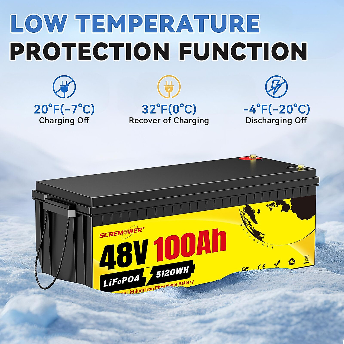 48v 100Ah LiFePO4 Battery Deep Cycle Lithium iron phosphate Rechargeable Battery Built-in BMS Protect Charging and Discharging High Performance for Golf Cart EV RV Solar Energy Storage Battery