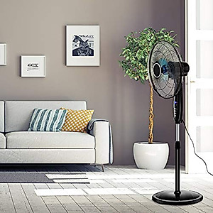 GOFLAME 16" Dual Blade Pedestal Fan, Oscillating Stand Fan Height Adjustable with Remote Control, 3 Speed Settings, Timer, LCD Display, Ideal for Bedroom, Living Room, Office