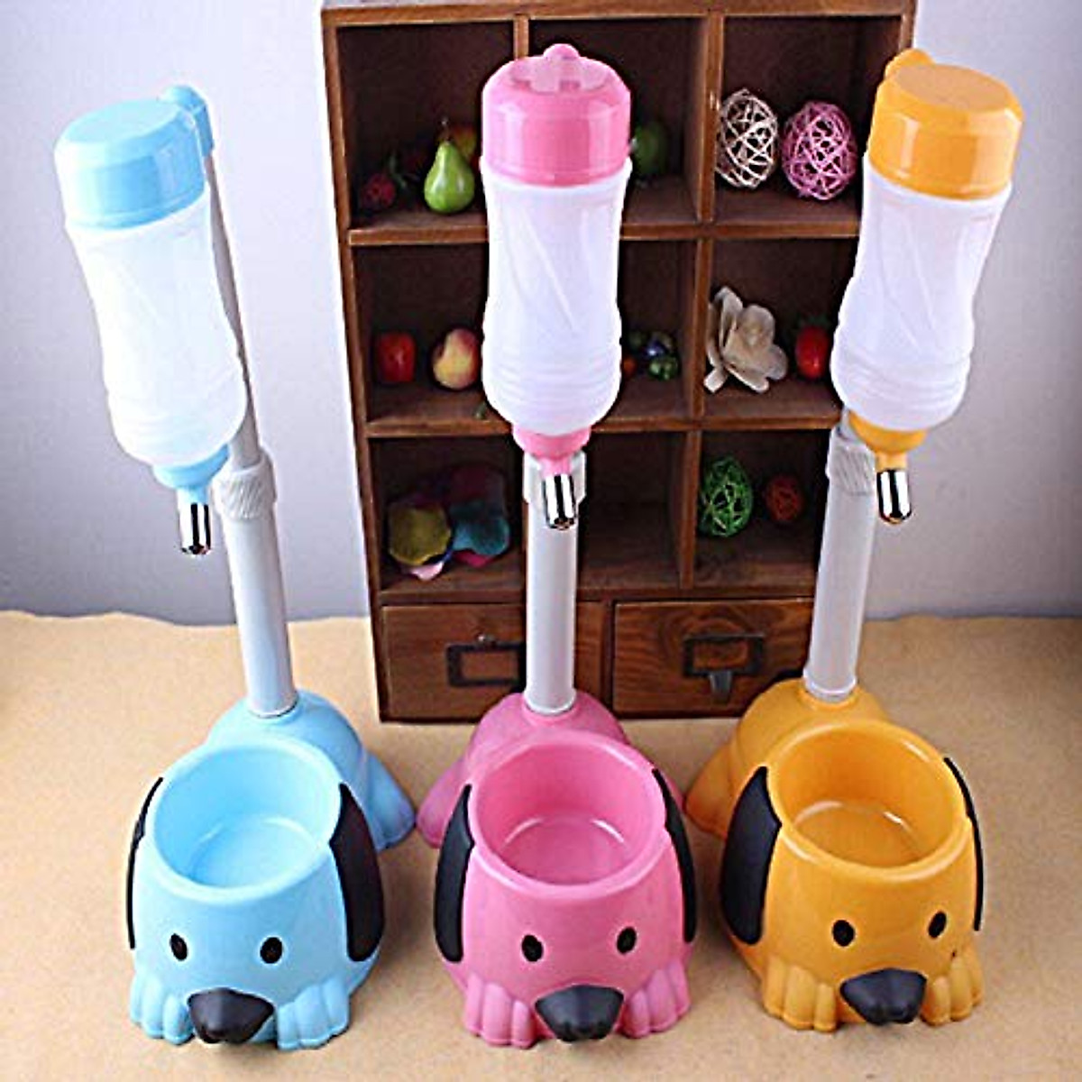 Ochine Pet Standing Water Dispenser Cat Dog Standing Bowl with Detachable Pole Automatic Feeding Water Height Adjustable Drinking Bottle Feeder for Small Cats Dogs