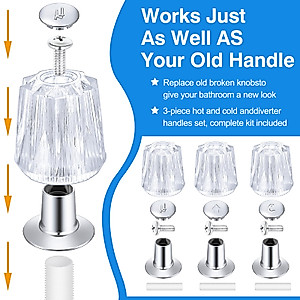 HyqehrtYazc Shower Knob Replacement 3 Pieces Acrylic Hot and Cold Handles Compatible with Price Verve Windsor Tub and Shower Faucets, Clear Bathtub Faucet Handles Replacement