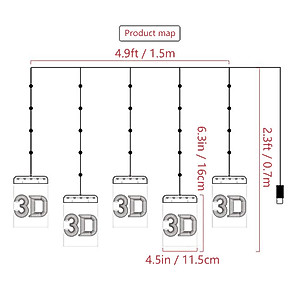 Aolantai Window Lights, 3D Acrylic Fairy Lights Christmas String Lights with USB Powered Christmas Decorations 8 Lighting Modes with Remote Controls for Outdoor, Indoor, Porch, Party, Warm White