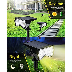 solebell Solar Spotlights [ 8 Colors/10 Modes], 2 in 1 Solar Garden Spotlights Outdoor with IP65 Waterproof, Solar Landscape Pathway Lights for Yard, Pathway, Porch, Gate, Fence, 6pack