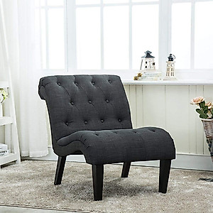 HAOBO Home Accent Chair Button Tufted Slipper Chair Armless Side Chair for Living Room Dining Room Bedroom Funiture