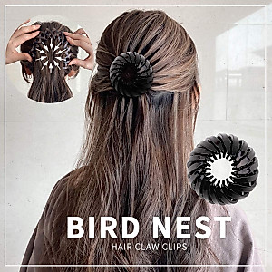 Bird Nest Magic Hair Clip, TOBATOBA 3 Pcs Lazy Bird's Nest Plate Expandable Bun Maker Curling Ponytail Holder and Hair Accessories for Women and Girls