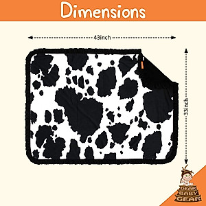 Dear Baby Gear Custom Print Baby Blanket - Double Layer Infant Blanket - Toddler Blankets - Great Size for a Crib, Stroller or Car Seat - Nursery Bedding - Holstein Cow, Black, Ruffles, 43" x 33"