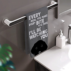 HIWX Funny Dog Every Meal You Make Every Bite You Take I'll Be Watching You Decorative Kitchen Towel Dish Towels, Dog Kitchen Towels, Dog Saying Hand Towels Kitchen Tea Towel Bathroom Decor 16x24