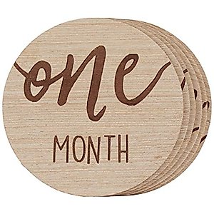 Kate & Milo Baby Monthly Milestone Marker Discs, Reversible Photo Props, Baby Growth and Pregnancy Growth Cards, Wooden