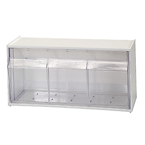 FSE Quantum QTB410WT Dividable Tip Out Bin, (2) Compartment, 23-5/8"W x 5-1/4"D x 5-15/16"H, Handle with Label Slot, Opens to a 45° Angle
