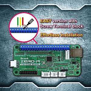 Brook Zero- Pi Fighting Board Easy Version - Compatible with Switch/ PS3/ PS2/ PS/PC(X-Input)/ Retro Gaming Emulator to Arcade Stick Screw Terminal Header Included