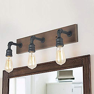LNC Bathroom Light Fixture, Farmhouse 3-Light Vanity Lights, Wall Sconce Black Wall Lamp Industrial Bathroom Wall Lighting