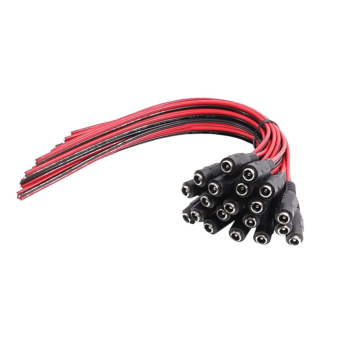 (Real 18AWG 43x2pcs Wires) 20pcs Female DC Power Pigtail Cable, 12V 5A DC Connectors for CCTV Security Camera and Lighting Power Adapter by MILAPEAK (2.1mm x 5.5mm, Ultra Thick)