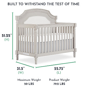 Evolur Julienne 5-in-1 Convertible Crib in Cloud, Greenguard Gold Certified , 55.5x31.2x51.5 Inch (Pack of 1)