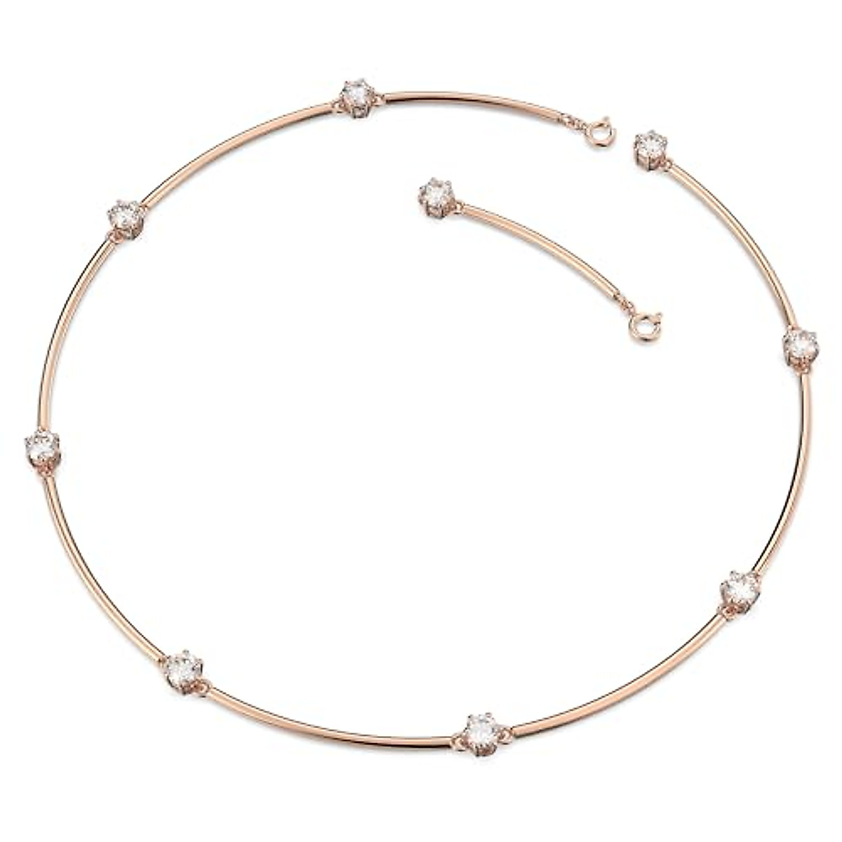 SWAROVSKI Constella All-Around Necklace, Clear Circle-Cut Crystal with a Rose-Gold Tone Finish Chain, part of the Swarovski Constella Collection