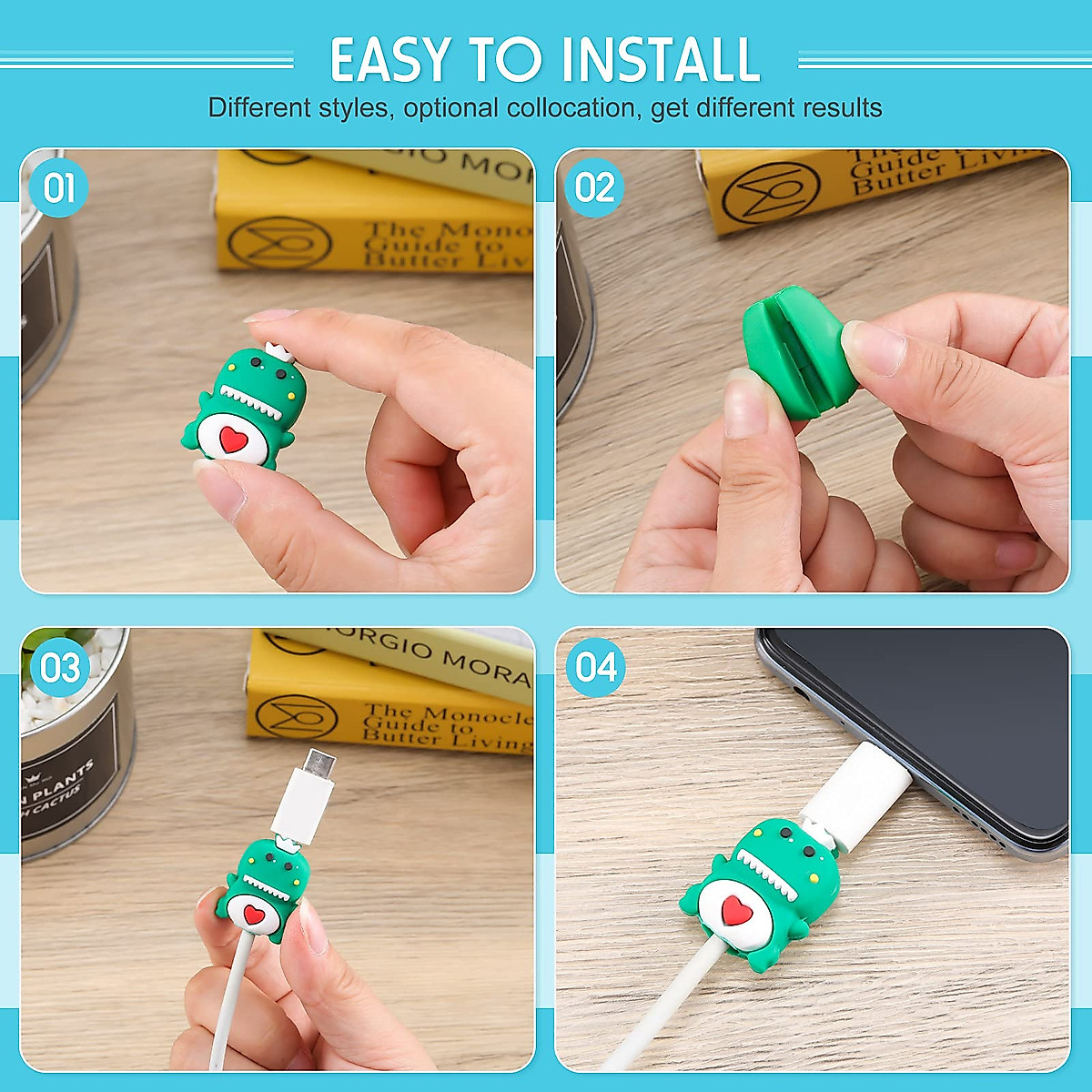 Frienda 30 Pcs Cute Cable Protector Cable Saver Animal Charging Cord Protector Cute Charging Protectors Cable Chewers Phone Protect Accessory for Cellphone Data Lines