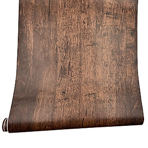 Yifely Brown Wood Grain Drawer Covering Paper Self Adhesive Shelf Liner Table Door Sticker 17.7 Inch by 9.8 Feet