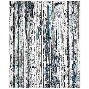 SAFAVIEH Classic Vintage Collection Area Rug - 8' x 10', Navy & Ivory, Abstract Design, Non-Shedding & Easy Care, Ideal for High Traffic Areas in Living Room, Bedroom (CLV702N)