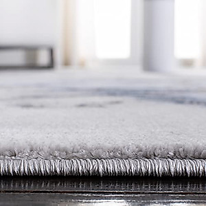 SAFAVIEH Craft Collection Area Rug - 5'3" x 7'6", Grey & Blue, Modern Abstract Design, Non-Shedding & Easy Care, Ideal for High Traffic Areas in Living Room, Bedroom (CFT877L)