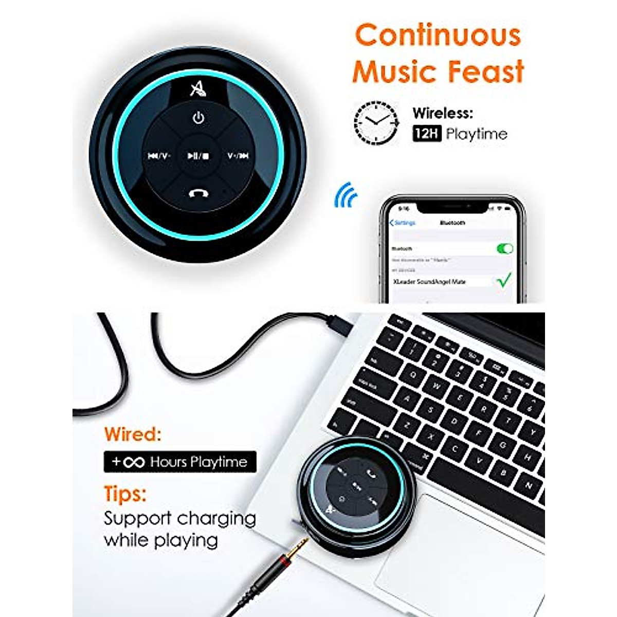 XLEADER Shower Speaker, IPX7 Certified Waterproof Bathroom Speaker, Girl Women Kids Shower Gift, SoundAngel Mate 5W Bluetooth Speaker with Suction Cup Mic, Mini Wireless Speaker for iPhone iPad Pool