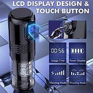 EORONE Male Sex Toy for Men Male Masturbator - Sex Toys for Men Adult Toys with 10 Vibrating & 6 Thrusting, Mens Sex Toys Pocket Pussy LCD Display, 3D Sleeve