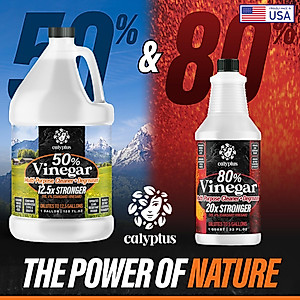 Calyptus 50% Concentrated Vinegar | Highest-Performance (12.5X Power) | Pure Virgin Vinegar | Dynamic-Power | Home, Outdoor, Industrial Cleaner Concentrate | Makes 12.5 Gallons | USA Made | 128 Ounces