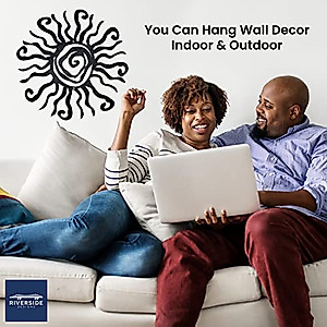 Riverside Designs Wacky Sun Metal Wall Art Indoor/Outdoor Decor - 18" Black Rust Proof Wall Sculpture - Made in USA - Ideal for Bedroom, Garden, Home, Patio and Farmhouse