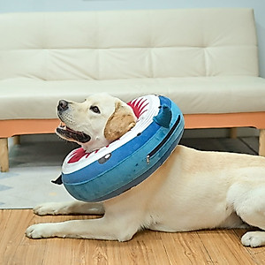 BEAUTYZOO Dog Cone Alternative After Surgery for Large Medium Small Dogs, Soft Inflatable Cone Collar for Dogs Cats, Dog Neck Donut E Collar Dog Recovery Collar to Stop Licking, Shark Blue, XL