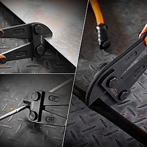 KSEIBI 141585 Heavy-Duty Medium Size Bolt Cutter 24" for Cutting Fence, Steel Wire, Chain, Screws, Rivet, and Medium Padlock, with Soft Grip Rubber Ergonomic Handle Cutters