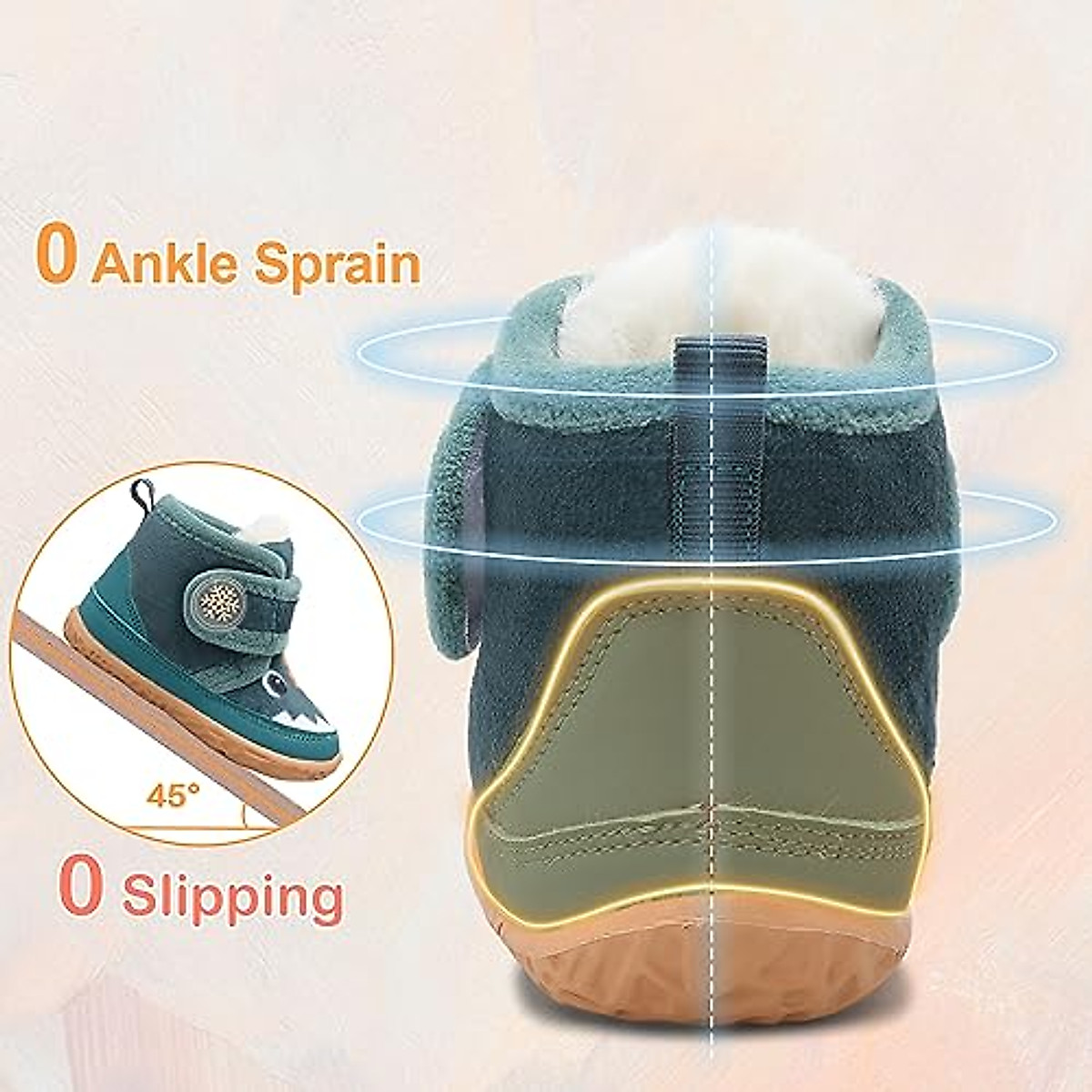 Scurtain Toddler House Shoes Boy Girl Dinosaur Slippers Winter House Walking Ankle Boots Warm Sock Shoes for Toddlers Size