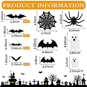 39 Pieces Halloween Decorations Black Glittery Bat Banner Spider Ghost Garland 3D Bat Wall Stickers Hanging Bat Banner for Halloween Party Haunted House Decoration Indoor Outdoor Mantel Supplies