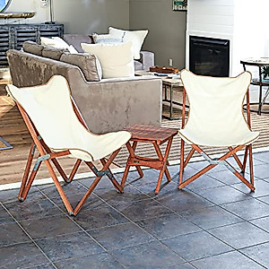 BYER OF MAINE, Pangean Tailgate Bundle, Small Table and Butterfy Chair, Natural